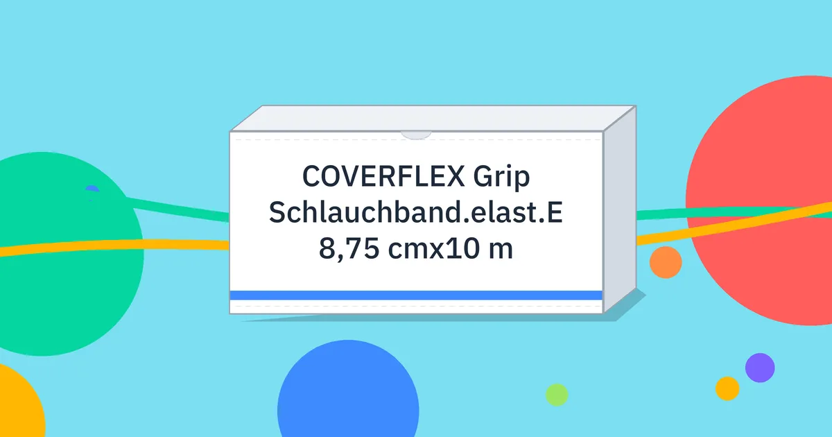 Symbolbild: Packung mit der Aufschrift COVERFLEX Grip Schlauchband.elast.E 8,75 cmx10 m (PZN 14442150) – Verfügbarkeit und Bezug in Apotheken in Frankfurt am Main
