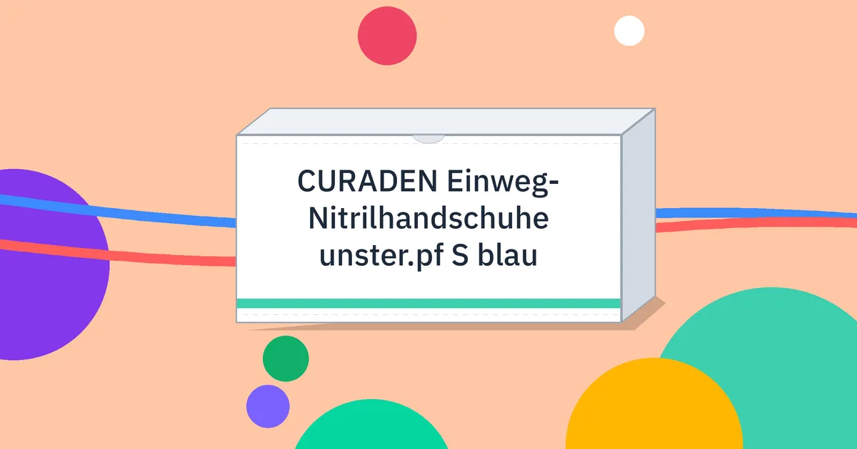 Symbolbild: Packung mit der Aufschrift CURADEN Einweg-Nitrilhandschuhe unster.pf S blau (PZN 18091894) – Verfügbarkeit und Bezug in Apotheken in Frankfurt am Main