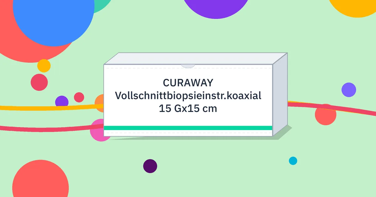 Symbolbild: Packung mit der Aufschrift CURAWAY Vollschnittbiopsieinstr.koaxial 15 Gx15 cm (PZN 20334507) – Verfügbarkeit und Bezug in Apotheken in Frankfurt am Main