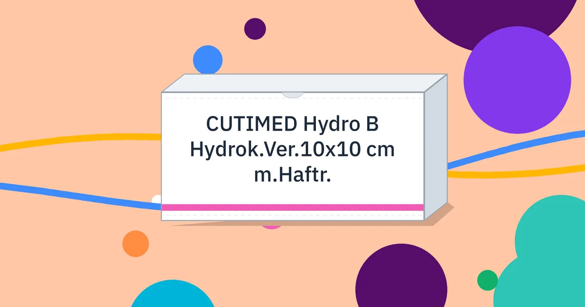 Symbolbild: Packung mit der Aufschrift CUTIMED Hydro B Hydrok.Ver.10x10 cm m.Haftr. (PZN 12654936) – Verfügbarkeit und Bezug in Apotheken in Frankfurt am Main