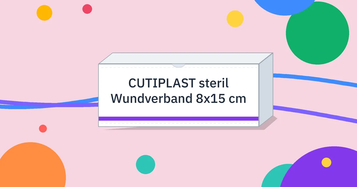 Symbolbild: Packung mit der Aufschrift CUTIPLAST steril Wundverband 8x15 cm (PZN 09680433) – Verfügbarkeit und Bezug in Apotheken in Frankfurt am Main