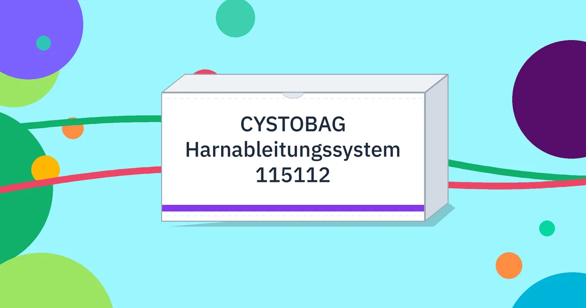 Symbolbild: Packung mit der Aufschrift CYSTOBAG Harnableitungssystem 115112 (PZN 00660127) – Verfügbarkeit und Bezug in Apotheken in Frankfurt am Main