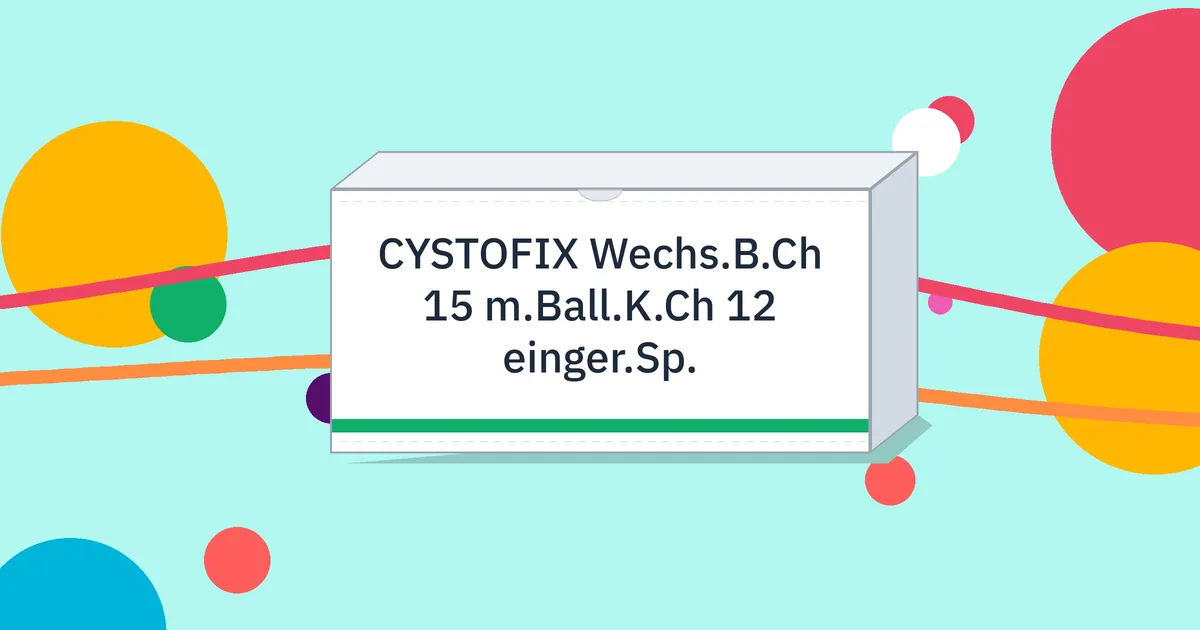 Symbolbild: Packung mit der Aufschrift CYSTOFIX Wechs.B.Ch 15 m.Ball.K.Ch 12 einger.Sp. (PZN 04847549) – Verfügbarkeit und Bezug in Apotheken in Frankfurt am Main