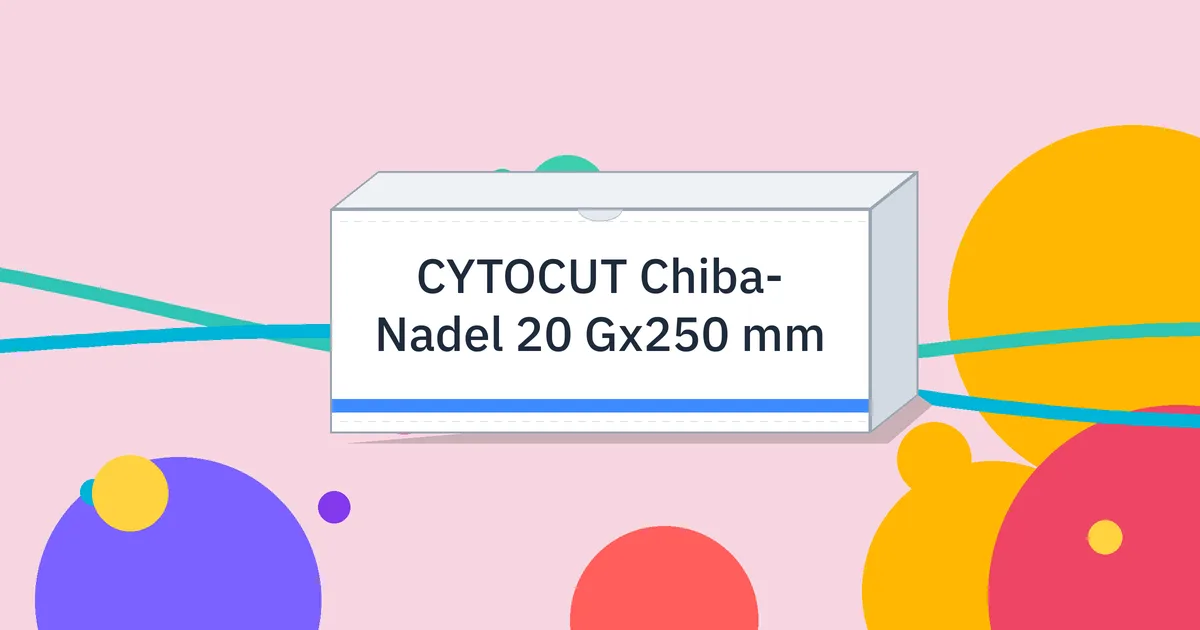 Symbolbild: Packung mit der Aufschrift CYTOCUT Chiba-Nadel 20 Gx250 mm (PZN 19735359) – Verfügbarkeit und Bezug in Apotheken in Frankfurt am Main