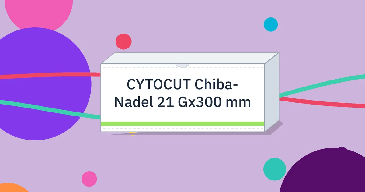 Symbolbild: Packung mit der Aufschrift CYTOCUT Chiba-Nadel 21 Gx300 mm (PZN 19735448) – Verfügbarkeit und Bezug in Apotheken in Frankfurt am Main