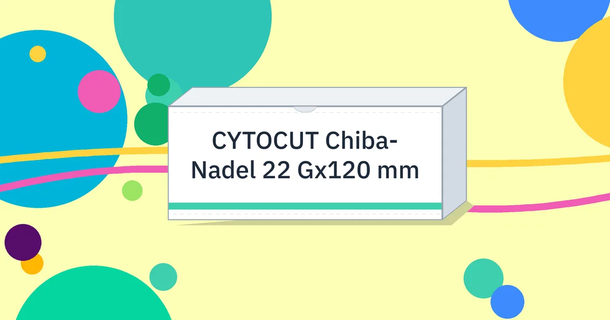 Symbolbild: Packung mit der Aufschrift CYTOCUT Chiba-Nadel 22 Gx120 mm (PZN 19735483) – Verfügbarkeit und Bezug in Apotheken in Frankfurt am Main