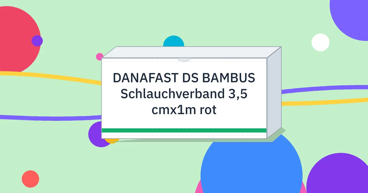 Symbolbild: Packung mit der Aufschrift DANAFAST DS BAMBUS Schlauchverband 3,5 cmx1m rot (PZN 18368261) – Verfügbarkeit und Bezug in Apotheken in Frankfurt am Main