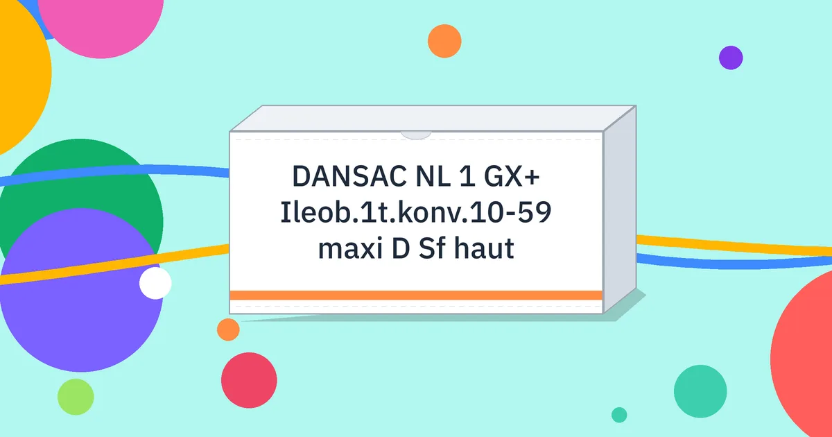 Symbolbild: Packung mit der Aufschrift DANSAC NL 1 GX+ Ileob.1t.konv.10-59 maxi D Sf haut (PZN 10919945) – Verfügbarkeit und Bezug in Apotheken in Frankfurt am Main