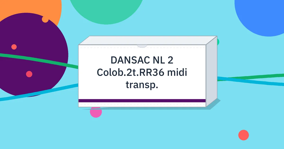 Symbolbild: Packung mit der Aufschrift DANSAC NL 2 Colob.2t.RR36 midi transp. (PZN 08843353) – Verfügbarkeit und Bezug in Apotheken in Frankfurt am Main