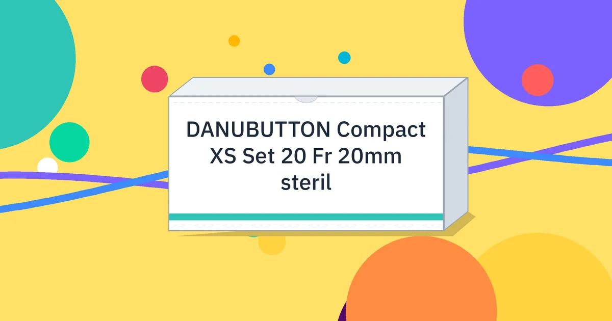 Symbolbild: Packung mit der Aufschrift DANUBUTTON Compact XS Set 20 Fr 20mm steril (PZN 19853171) – Verfügbarkeit und Bezug in Apotheken in Frankfurt am Main