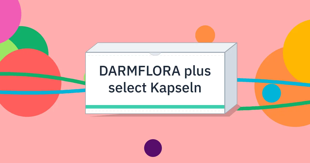 Symbolbild: Packung mit der Aufschrift DARMFLORA plus select Kapseln (PZN 06798306) – Verfügbarkeit und Bezug in Apotheken in Frankfurt am Main
