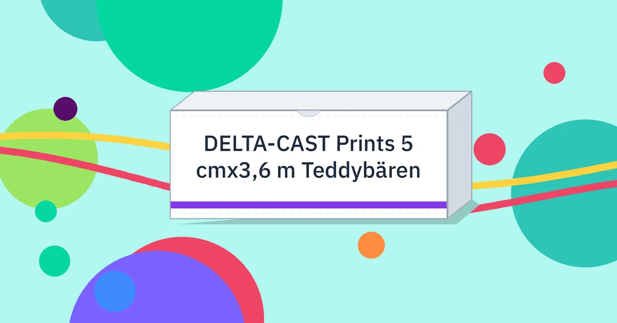 Symbolbild: Packung mit der Aufschrift DELTA-CAST Prints 5 cmx3,6 m Teddybären (PZN 02129169) – Verfügbarkeit und Bezug in Apotheken in Frankfurt am Main
