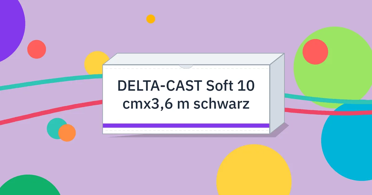 Symbolbild: Packung mit der Aufschrift DELTA-CAST Soft 10 cmx3,6 m schwarz (PZN 09275514) – Verfügbarkeit und Bezug in Apotheken in Frankfurt am Main