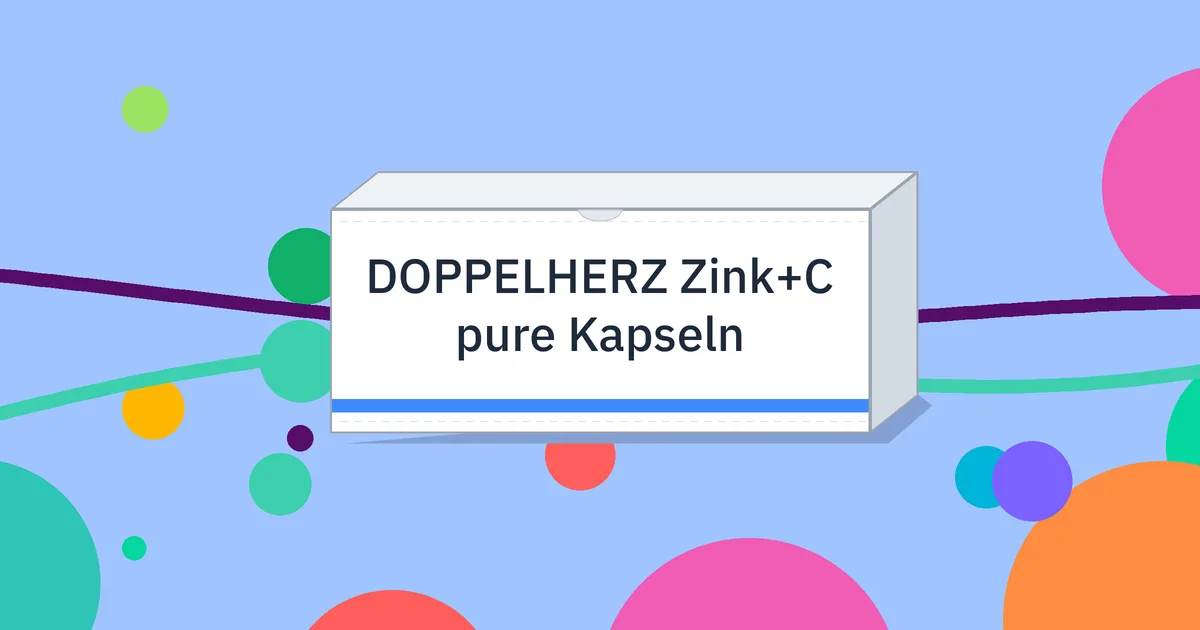 Symbolbild: Packung mit der Aufschrift DOPPELHERZ Zink+C pure Kapseln (PZN 17215408) – Verfügbarkeit und Bezug in Apotheken in Frankfurt am Main