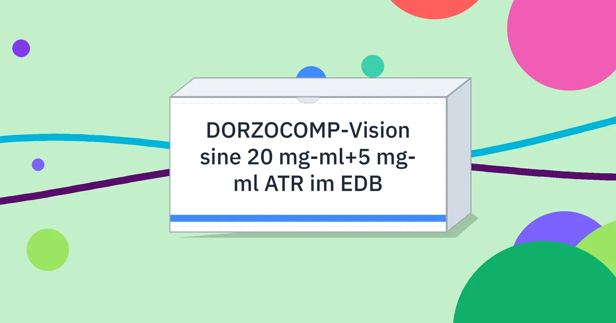 Symbolbild: Packung mit der Aufschrift DORZOCOMP-Vision sine 20 mg-ml+5 mg-ml ATR im EDB (PZN 10064952) – Verfügbarkeit und Bezug in Apotheken in Frankfurt am Main