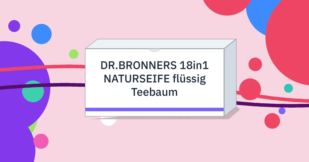 Symbolbild: Packung mit der Aufschrift DR.BRONNERS 18in1 NATURSEIFE flüssig Teebaum (PZN 19241309) – Verfügbarkeit und Bezug in Apotheken in Frankfurt am Main