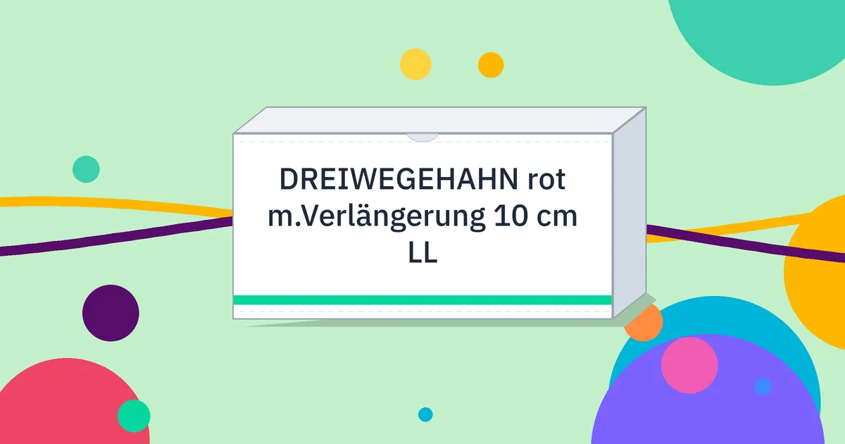 Symbolbild: Packung mit der Aufschrift DREIWEGEHAHN rot m.Verlängerung 10 cm LL (PZN 17487294) – Verfügbarkeit und Bezug in Apotheken in Frankfurt am Main