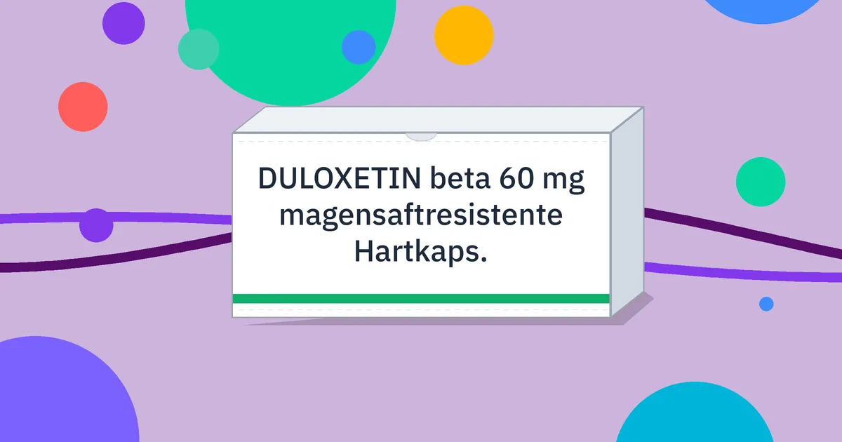 Symbolbild: Packung mit der Aufschrift DULOXETIN beta 60 mg magensaftresistente Hartkaps. (PZN 11096546) – Verfügbarkeit und Bezug in Apotheken in Frankfurt am Main