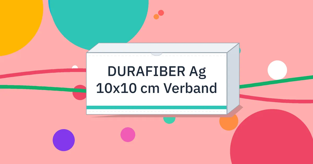 Symbolbild: Packung mit der Aufschrift DURAFIBER Ag 10x10 cm Verband (PZN 15315821) – Verfügbarkeit und Bezug in Apotheken in Frankfurt am Main