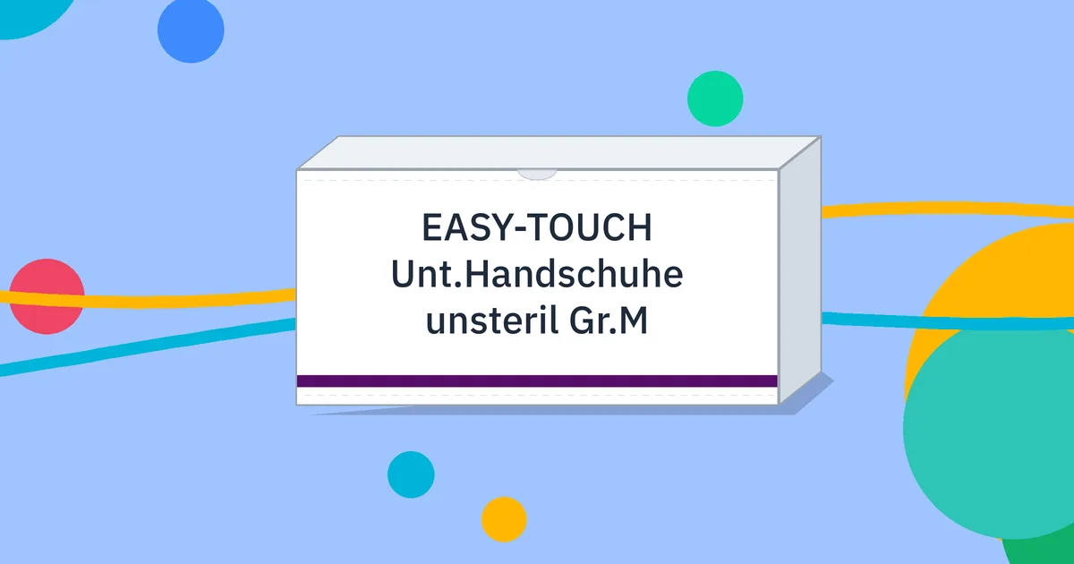 Symbolbild: Packung mit der Aufschrift EASY-TOUCH Unt.Handschuhe unsteril Gr.M (PZN 19749657) – Verfügbarkeit und Bezug in Apotheken in Frankfurt am Main