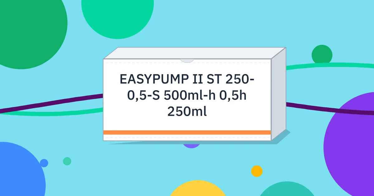 Symbolbild: Packung mit der Aufschrift EASYPUMP II ST 250-0,5-S 500ml-h 0,5h 250ml (PZN 20188425) – Verfügbarkeit und Bezug in Apotheken in Frankfurt am Main