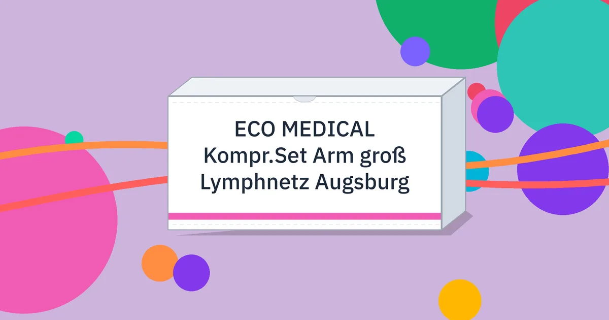 Symbolbild: Packung mit der Aufschrift ECO MEDICAL Kompr.Set Arm groß Lymphnetz Augsburg (PZN 16262162) – Verfügbarkeit und Bezug in Apotheken in Frankfurt am Main