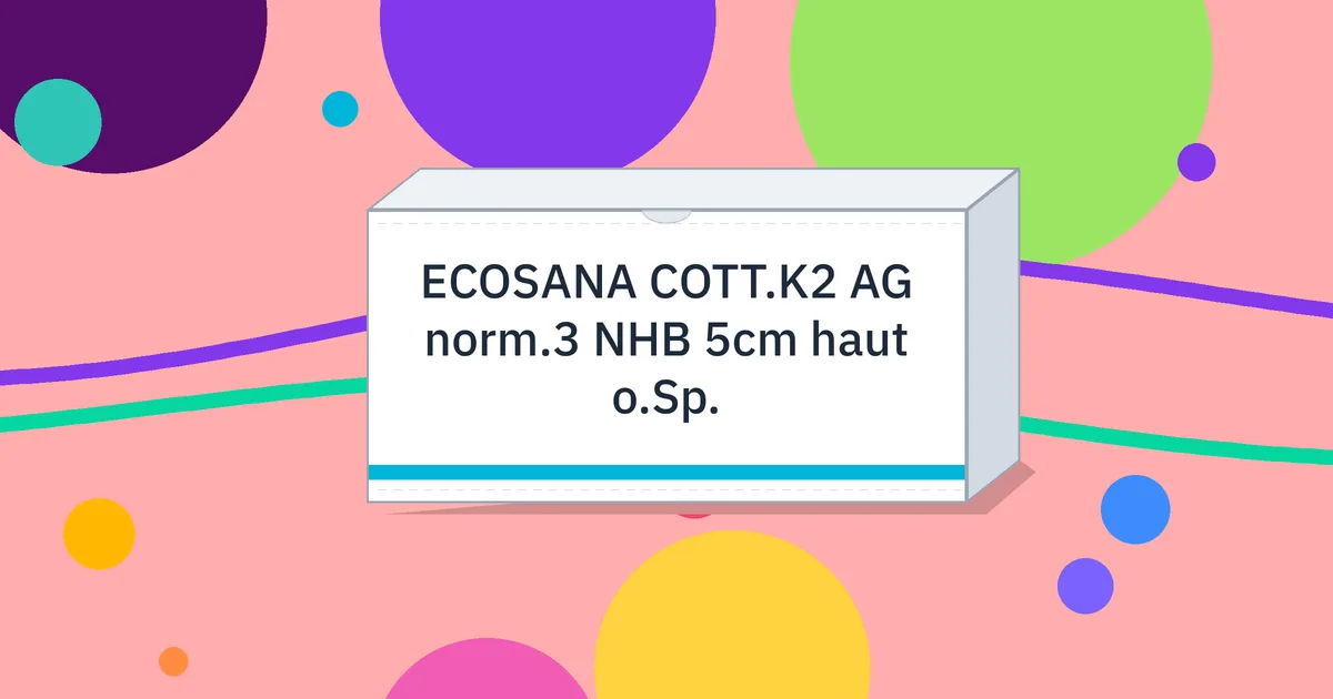 Symbolbild: Packung mit der Aufschrift ECOSANA COTT.K2 AG norm.3 NHB 5cm haut o.Sp. (PZN 16949580) – Verfügbarkeit und Bezug in Apotheken in Frankfurt am Main