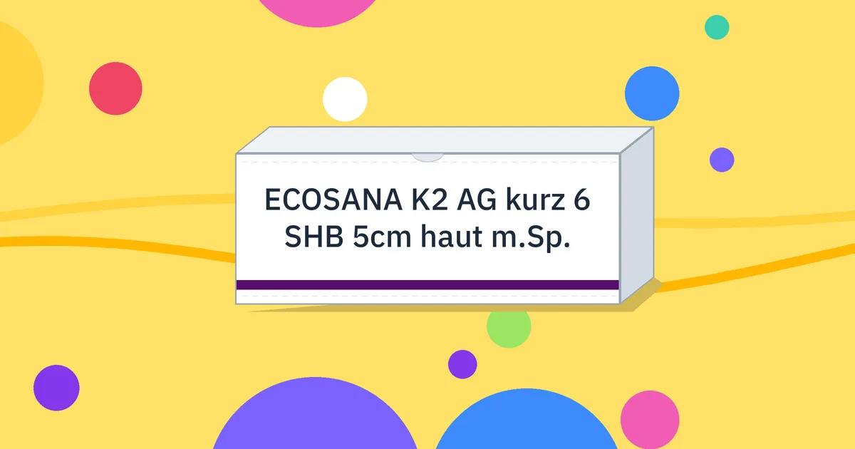 Symbolbild: Packung mit der Aufschrift ECOSANA K2 AG kurz 6 SHB 5cm haut m.Sp. (PZN 01521586) – Verfügbarkeit und Bezug in Apotheken in Frankfurt am Main