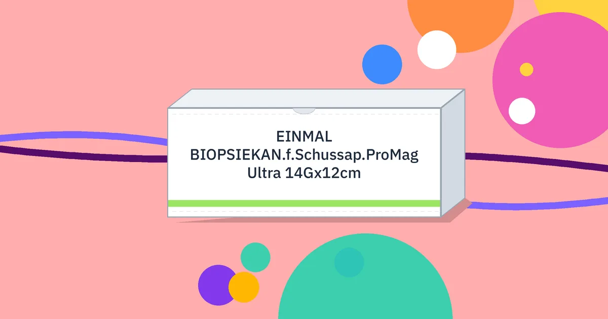 Symbolbild: Packung mit der Aufschrift EINMAL BIOPSIEKAN.f.Schussap.ProMag Ultra 14Gx12cm (PZN 00283245) – Verfügbarkeit und Bezug in Apotheken in Frankfurt am Main