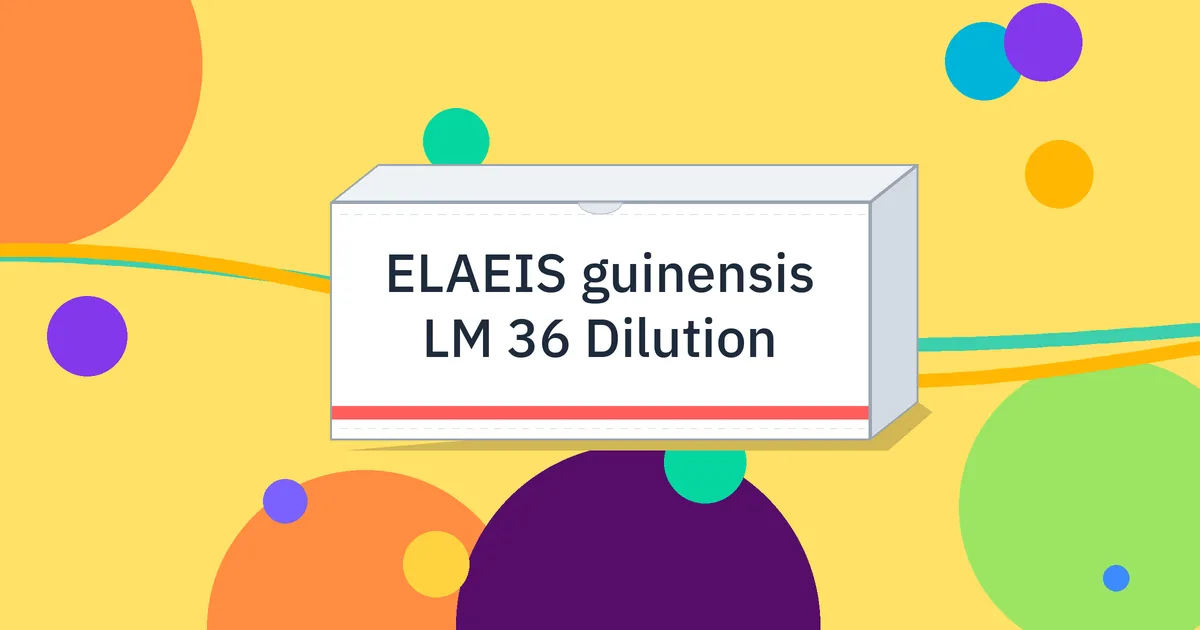 Symbolbild: Packung mit der Aufschrift ELAEIS guinensis LM 36 Dilution (PZN 13470003) – Verfügbarkeit und Bezug in Apotheken in Frankfurt am Main