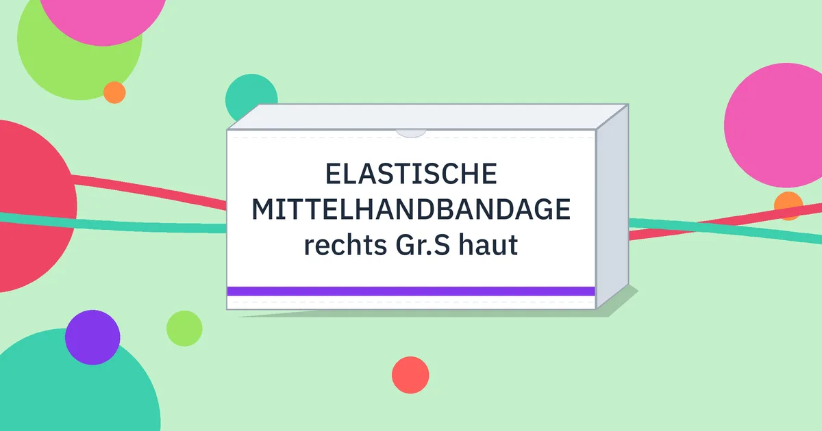 Symbolbild: Packung mit der Aufschrift ELASTISCHE MITTELHANDBANDAGE rechts Gr.S haut (PZN 03315537) – Verfügbarkeit und Bezug in Apotheken in Frankfurt am Main