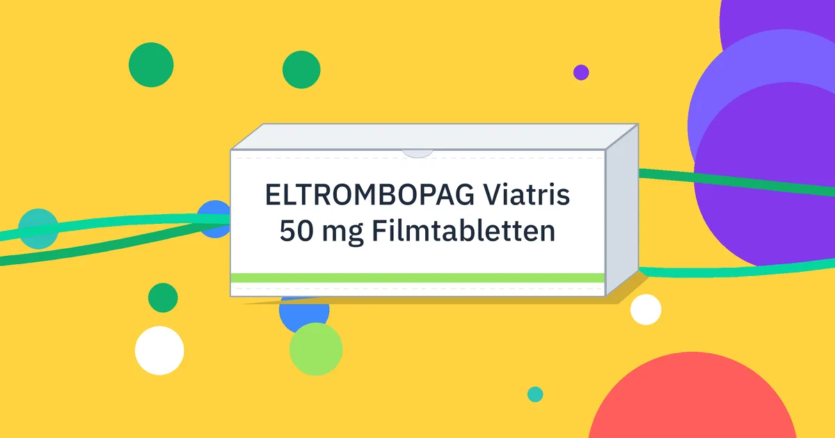 Symbolbild: Packung mit der Aufschrift ELTROMBOPAG Viatris 50 mg Filmtabletten (PZN 19692124) – Verfügbarkeit und Bezug in Apotheken in Frankfurt am Main