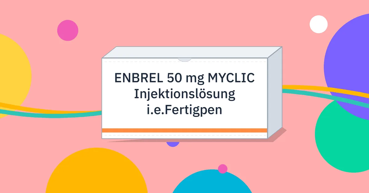 Symbolbild: Packung mit der Aufschrift ENBREL 50 mg MYCLIC Injektionslösung i.e.Fertigpen (PZN 09521309) – Verfügbarkeit und Bezug in Apotheken in Frankfurt am Main