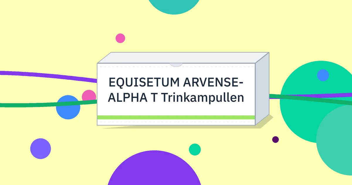 Symbolbild: Packung mit der Aufschrift EQUISETUM ARVENSE-ALPHA T Trinkampullen (PZN 10222888) – Verfügbarkeit und Bezug in Apotheken in Frankfurt am Main