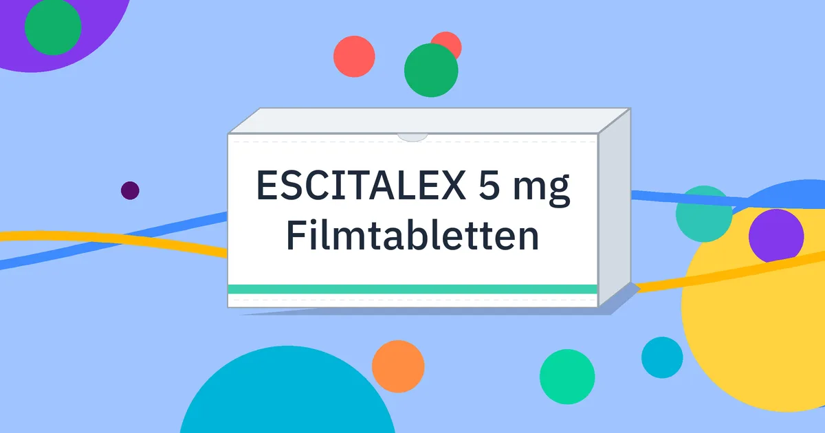 Symbolbild: Packung mit der Aufschrift ESCITALEX 5 mg Filmtabletten (PZN 10399782) – Verfügbarkeit und Bezug in Apotheken in Frankfurt am Main