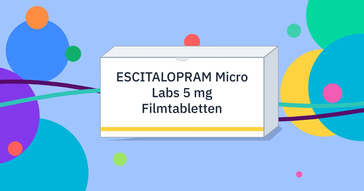 Symbolbild: Packung mit der Aufschrift ESCITALOPRAM Micro Labs 5 mg Filmtabletten (PZN 11695867) – Verfügbarkeit und Bezug in Apotheken in Frankfurt am Main