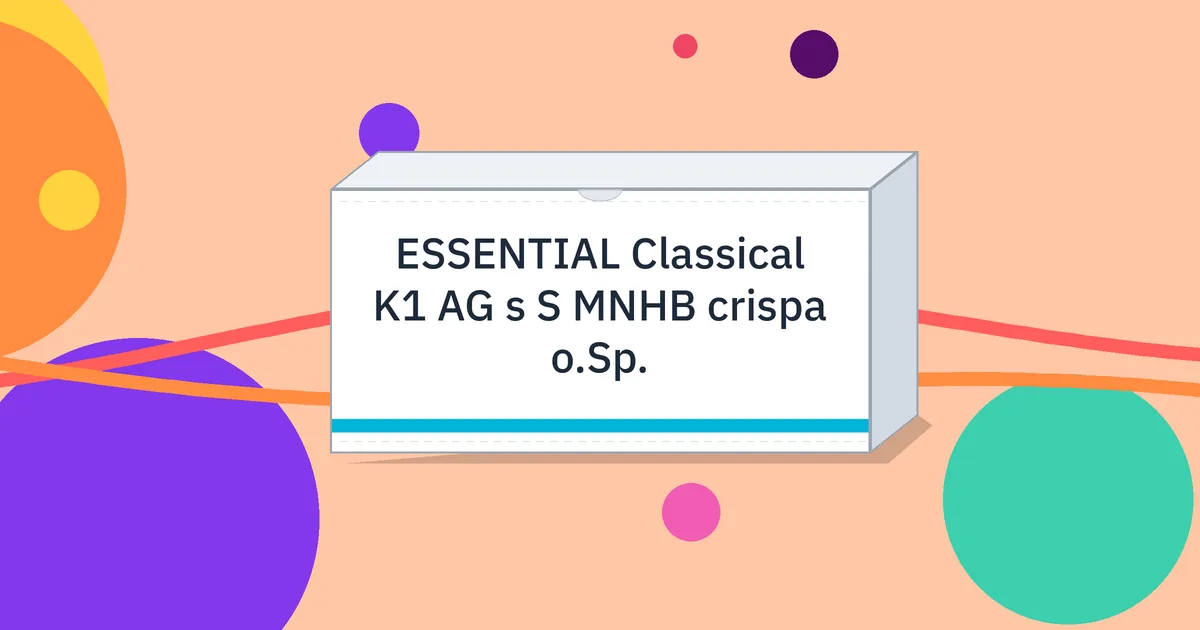 Symbolbild: Packung mit der Aufschrift ESSENTIAL Classical K1 AG s S MNHB crispa o.Sp. (PZN 19320718) – Verfügbarkeit und Bezug in Apotheken in Frankfurt am Main