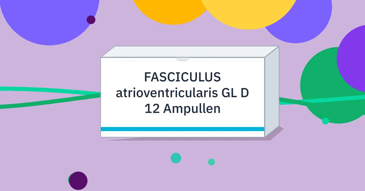Symbolbild: Packung mit der Aufschrift FASCICULUS atrioventricularis GL D 12 Ampullen (PZN 02831573) – Verfügbarkeit und Bezug in Apotheken in Frankfurt am Main