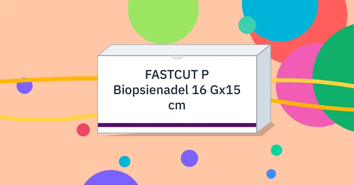 Symbolbild: Packung mit der Aufschrift FASTCUT P Biopsienadel 16 Gx15 cm (PZN 16923103) – Verfügbarkeit und Bezug in Apotheken in Frankfurt am Main