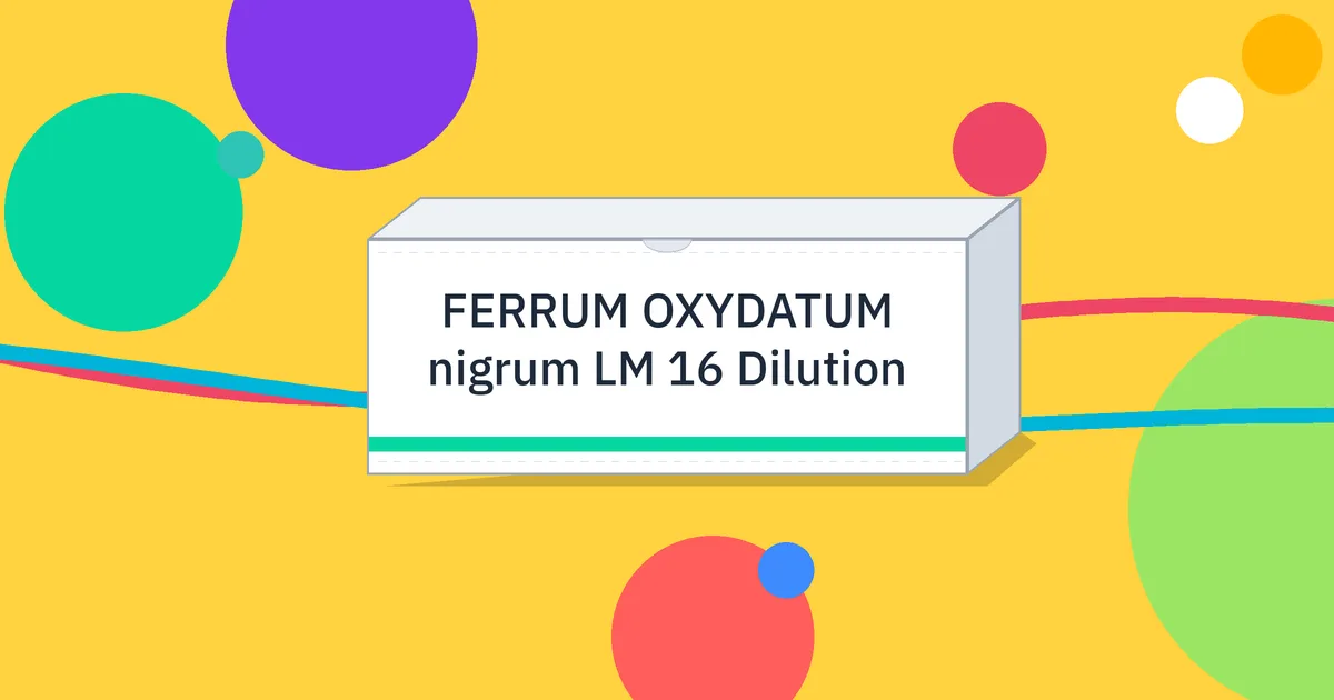 Symbolbild: Packung mit der Aufschrift FERRUM OXYDATUM nigrum LM 16 Dilution (PZN 12851252) – Verfügbarkeit und Bezug in Apotheken in Frankfurt am Main