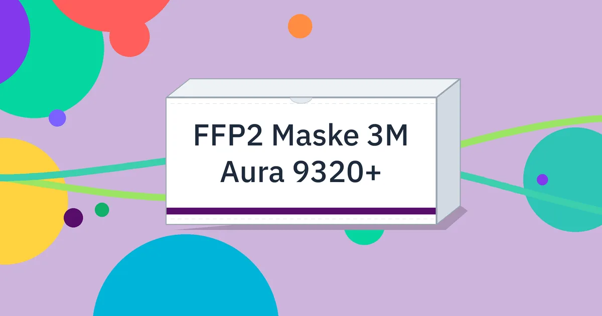 Symbolbild: Packung mit der Aufschrift FFP2 Maske 3M Aura 9320+ (PZN 17255365) – Verfügbarkeit und Bezug in Apotheken in Frankfurt am Main