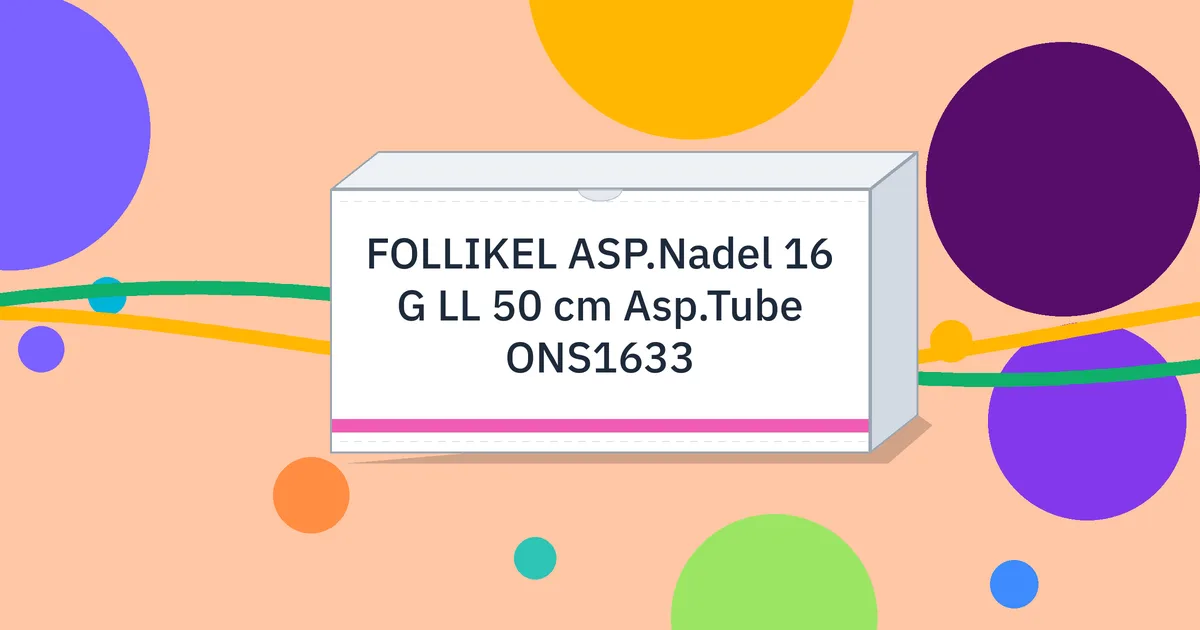Symbolbild: Packung mit der Aufschrift FOLLIKEL ASP.Nadel 16 G LL 50 cm Asp.Tube ONS1633 (PZN 19055133) – Verfügbarkeit und Bezug in Apotheken in Frankfurt am Main
