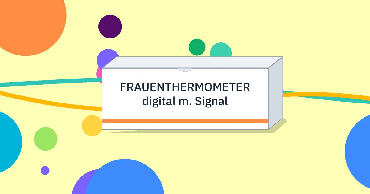 Symbolbild: Packung mit der Aufschrift FRAUENTHERMOMETER digital m. Signal (PZN 03905368) – Verfügbarkeit und Bezug in Apotheken in Frankfurt am Main