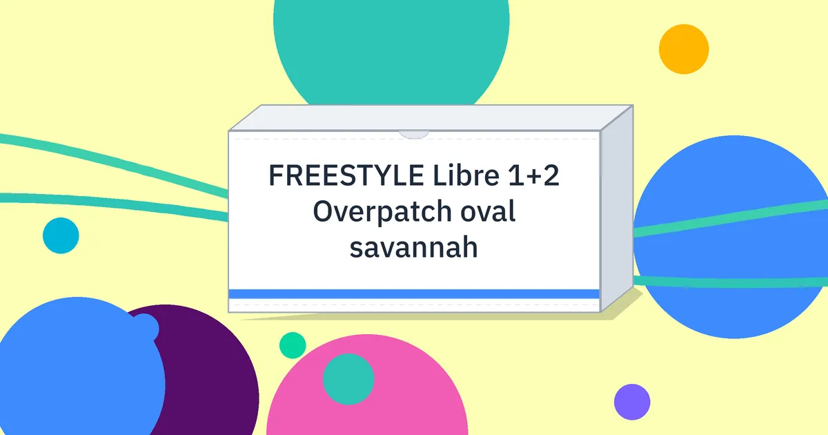 Symbolbild: Packung mit der Aufschrift FREESTYLE Libre 1+2 Overpatch oval savannah (PZN 19866481) – Verfügbarkeit und Bezug in Apotheken in Frankfurt am Main