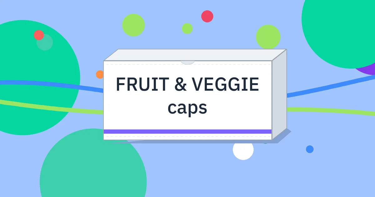 Symbolbild: Packung mit der Aufschrift FRUIT & VEGGIE caps (PZN 18412097) – Verfügbarkeit und Bezug in Apotheken in Frankfurt am Main