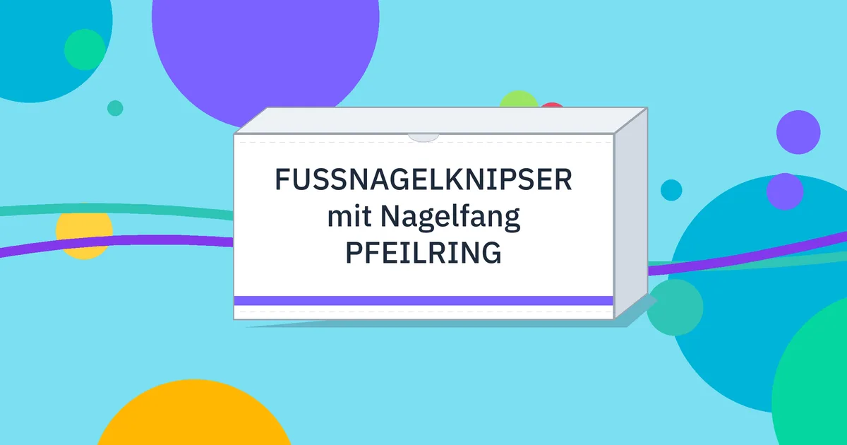 Symbolbild: Packung mit der Aufschrift FUSSNAGELKNIPSER mit Nagelfang PFEILRING (PZN 10191573) – Verfügbarkeit und Bezug in Apotheken in Frankfurt am Main