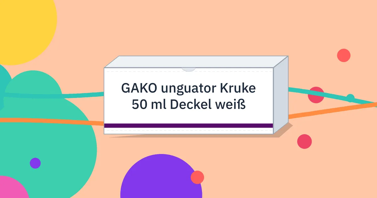 Symbolbild: Packung mit der Aufschrift GAKO unguator Kruke 50 ml Deckel weiß (PZN 11603032) – Verfügbarkeit und Bezug in Apotheken in Frankfurt am Main