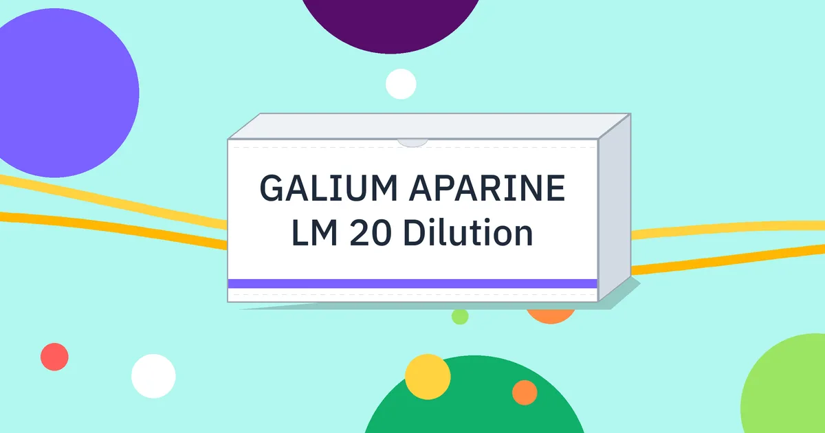 Symbolbild: Packung mit der Aufschrift GALIUM APARINE LM 20 Dilution (PZN 13497226) – Verfügbarkeit und Bezug in Apotheken in Frankfurt am Main