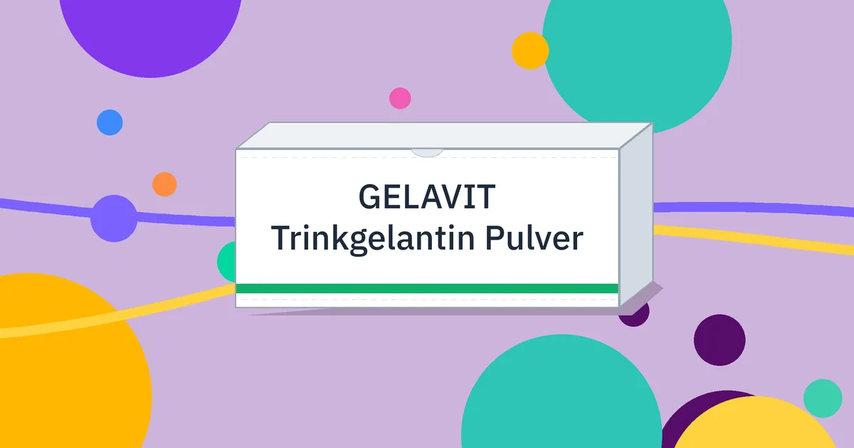 Symbolbild: Packung mit der Aufschrift GELAVIT Trinkgelantin Pulver (PZN 02847120) – Verfügbarkeit und Bezug in Apotheken in Frankfurt am Main