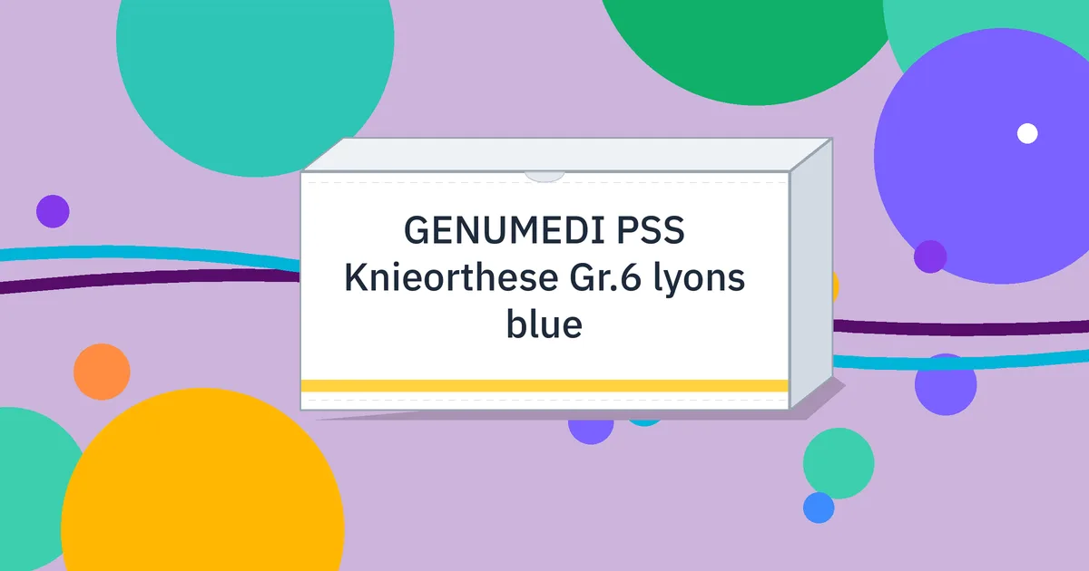 Symbolbild: Packung mit der Aufschrift GENUMEDI PSS Knieorthese Gr.6 lyons blue (PZN 18322537) – Verfügbarkeit und Bezug in Apotheken in Frankfurt am Main
